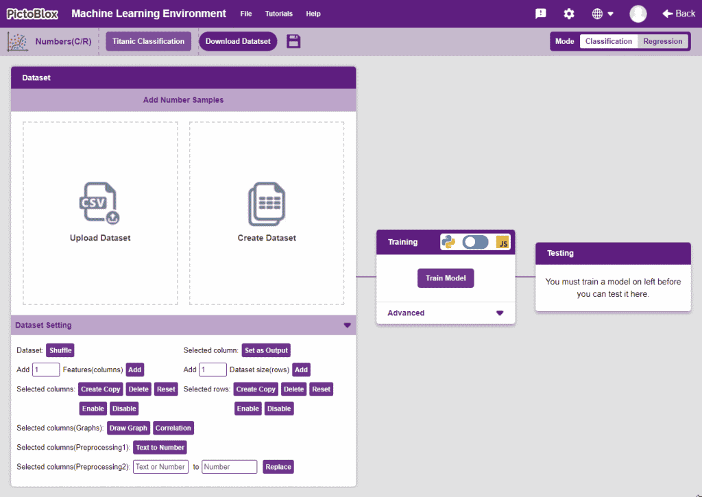 Number Classifier and Regression (ML) - Blocks, Python Functions ...