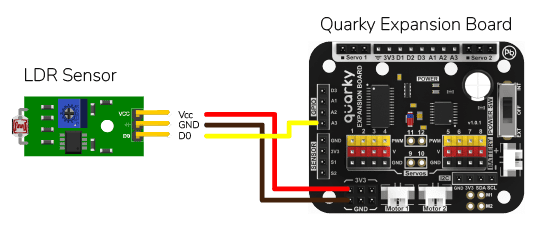 Program Quarky to Detect Ambient Light with LDR Sensor - Example Project