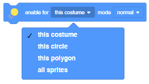 enable for () mode () - PictoBlox Block | Physics Engine
